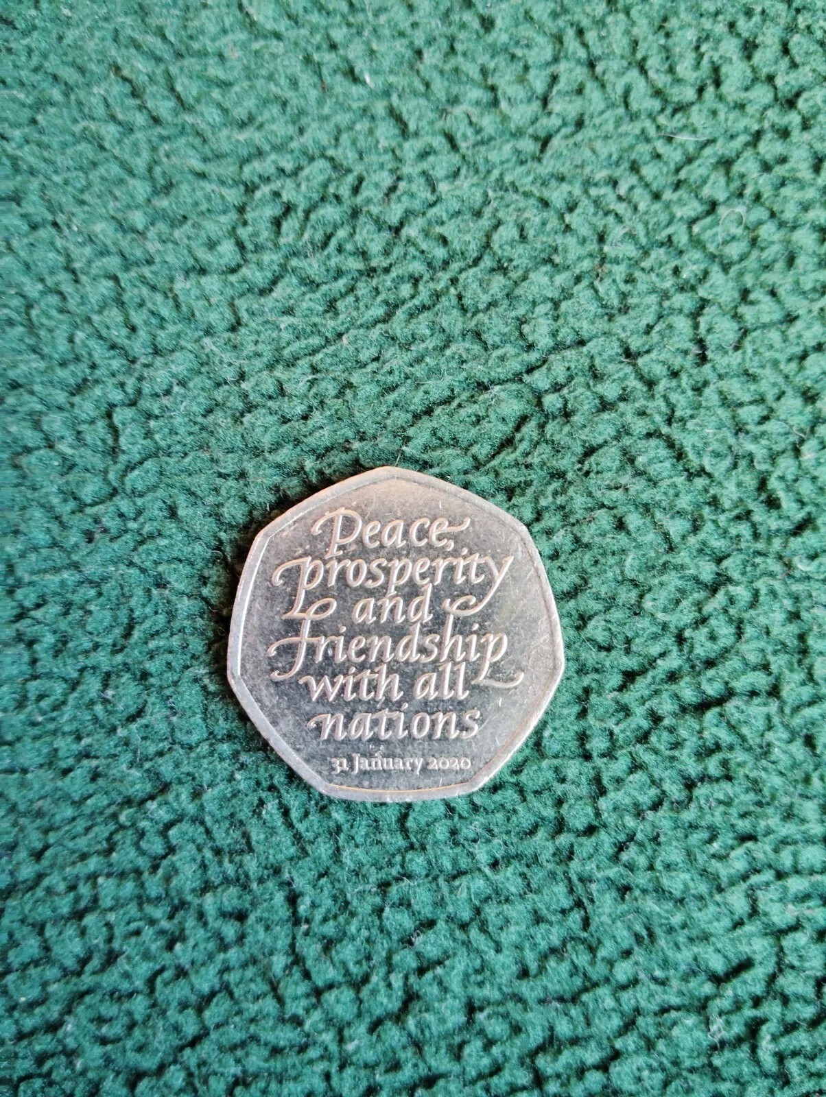 Rare (Brexit) 50p Coin Peace Prosperity And Friendship With All Nations ...