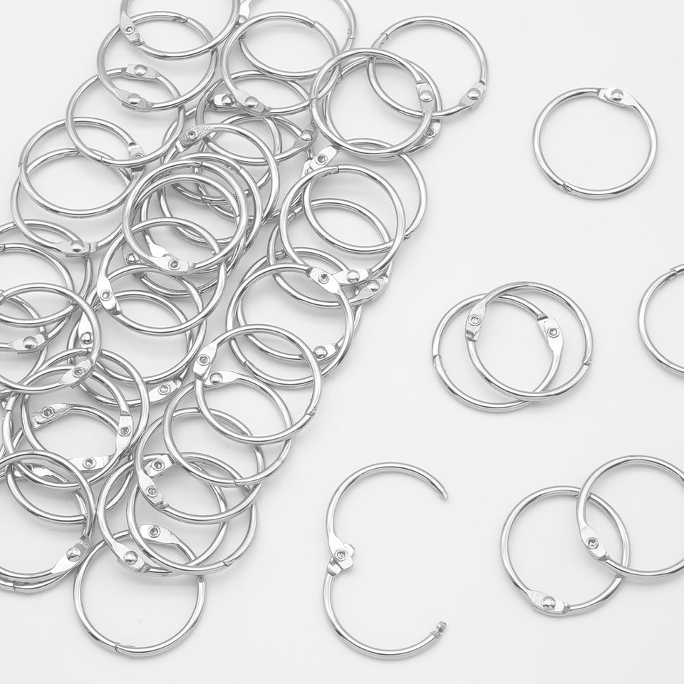 50 Pack 1 Inch Binder Rings, Silver Book Rings Index Card Ring, Metal ...