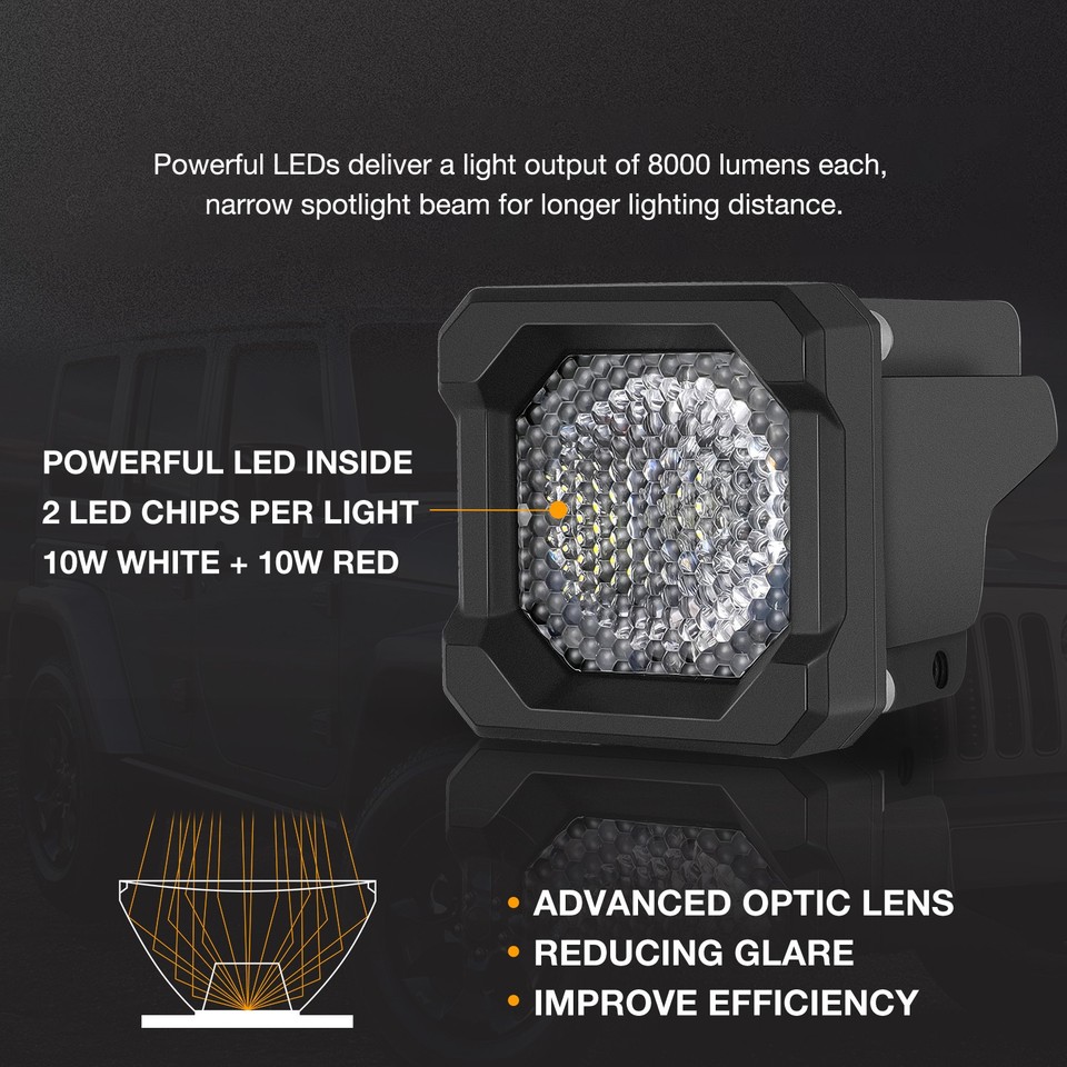 2" Sport HitchMount LED Reverse Light Kit 2,000 Lumens for Truck SUV ...