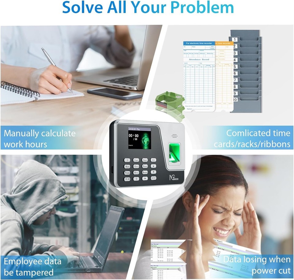 NGTeco AS10 Standalone Time Card Machine Automatic Punch in Out | eBay