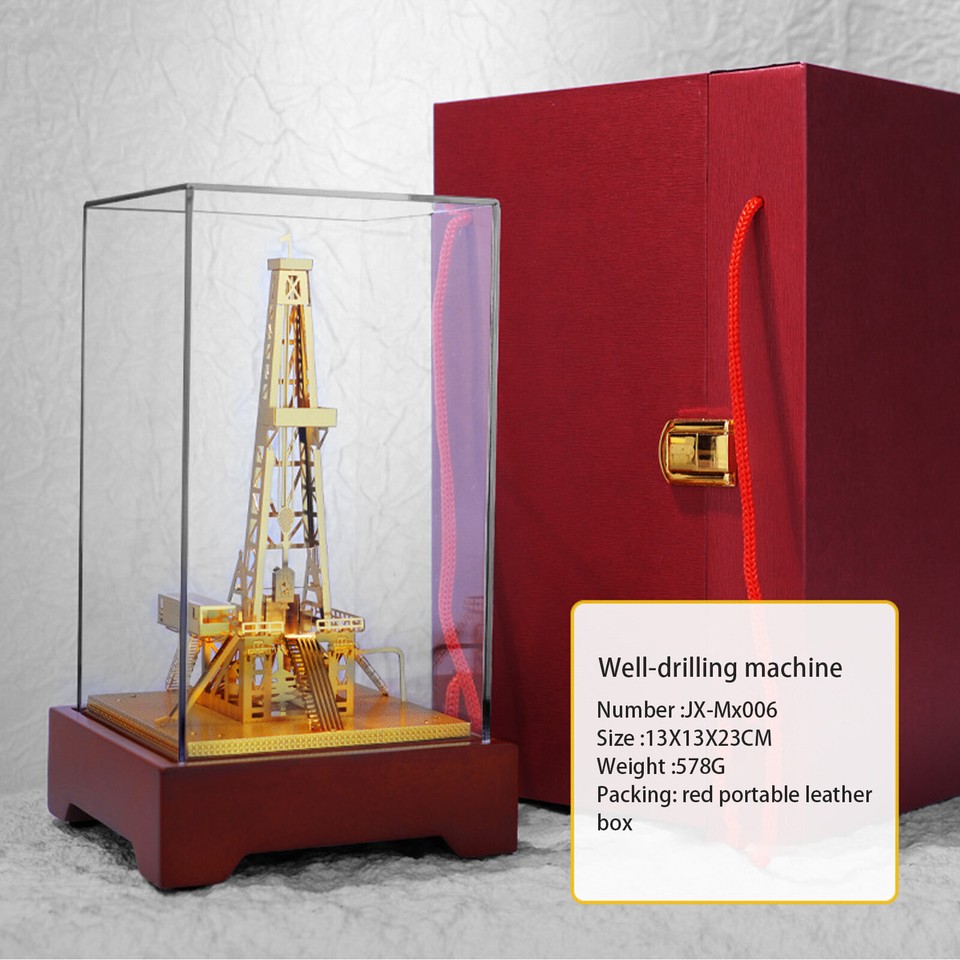 Oilfield Oil Well Derrick Drill Rig Gold Color Model Commemorative ...