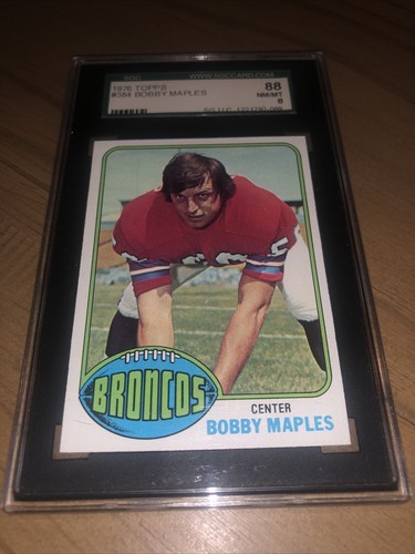 1976 Topps Football #384 Bobby Maples DENVER BRONCOS BAYLOR SGC 8 (88 ...