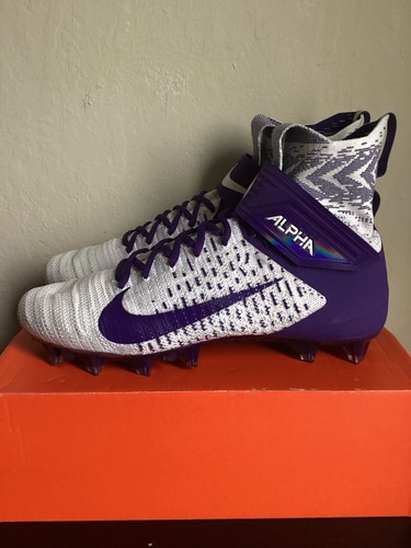 NIKE ALPHA MENACE ELITE 2 FLYKNIT WHITE/PURPLE FOOTBALL CLEATS SZ 12 ...