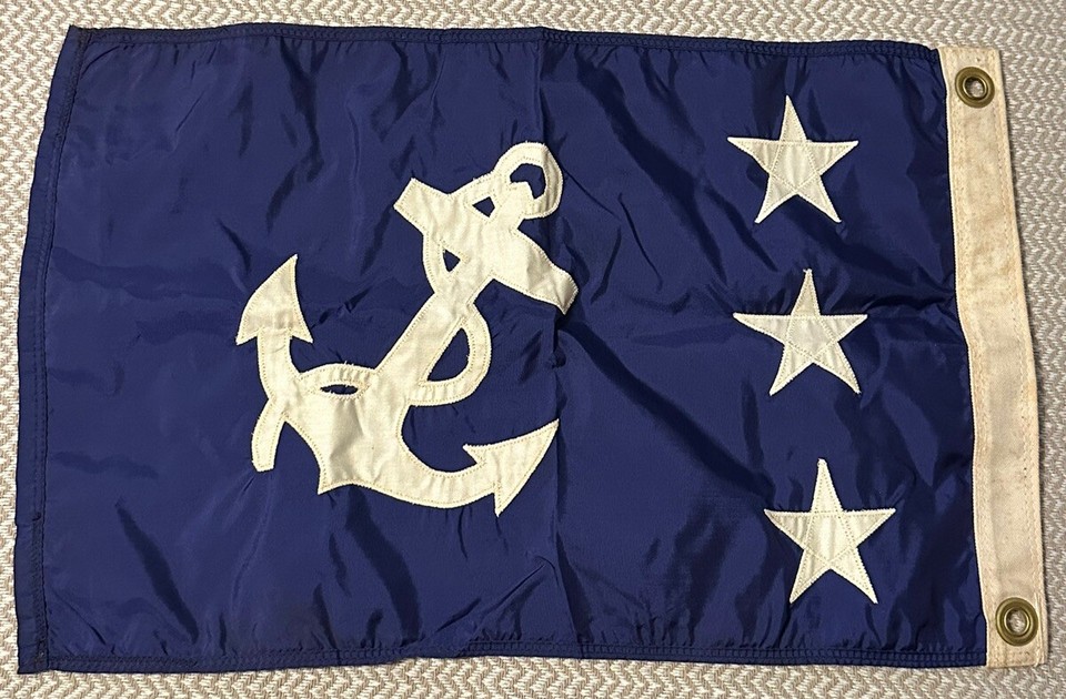 Vintage 1960s Past Commodore 3 Star Anchor Sailing Yacht Club Boat Flag ...