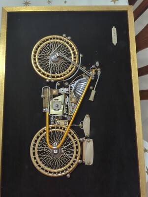 2 Motorcycle Nail String Art Retro Vtg 70s Wall Pictures lg. 24x16 ...