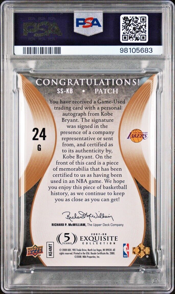2007-08 Upper Deck Exquisite Kobe Bryant Scripted Swatches Auto Patch ...