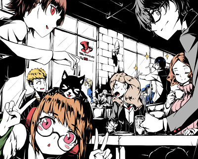 Anime girls glasses persona 5 fan art cats playmat gaming mat | eBay
