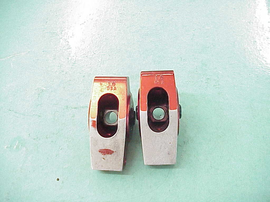 2 Manley Red USA Made Aluminum Roller Rocker Arms SB Chevy 3/8" Stud 1. ...