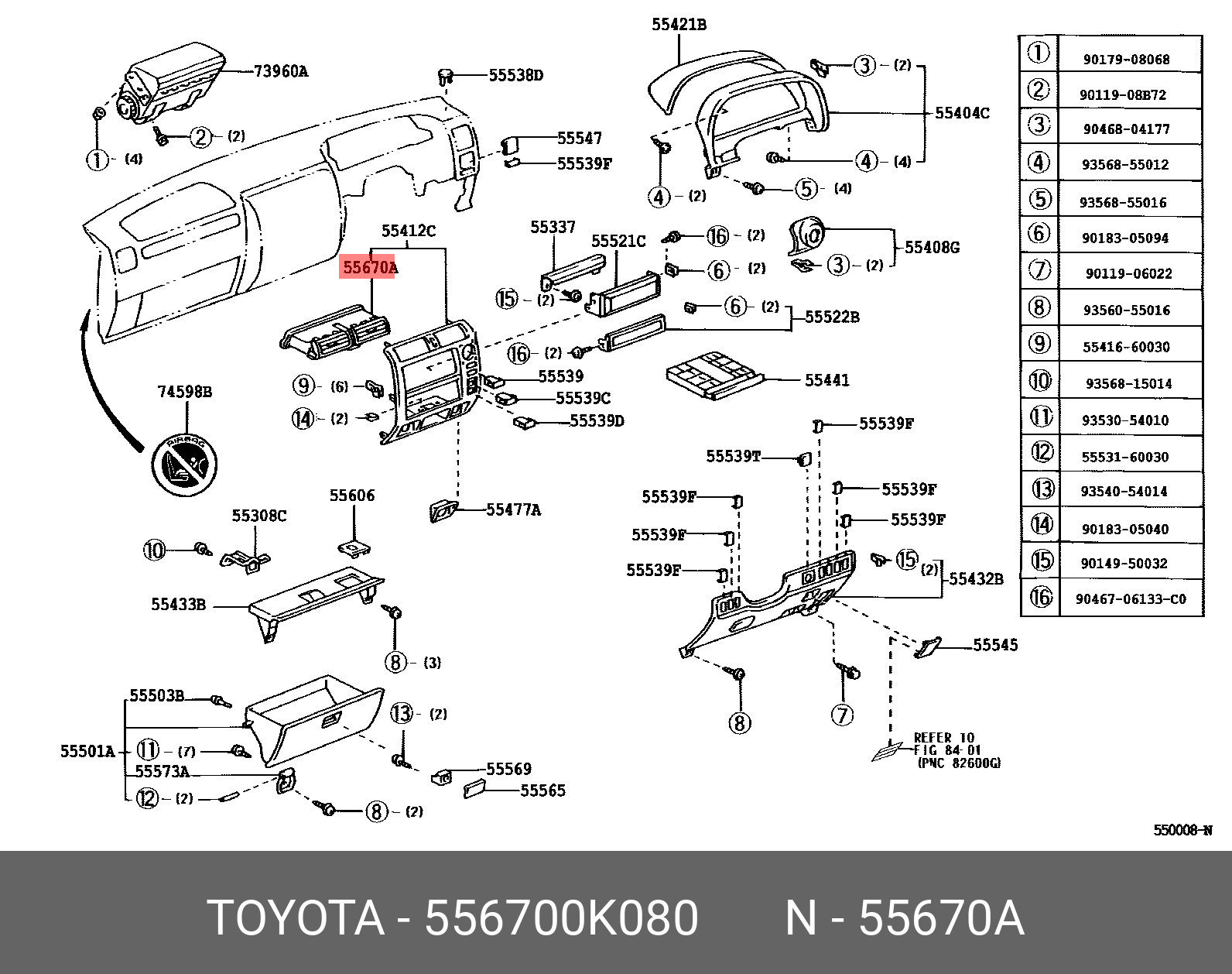 Genuine OE register assy, instrument panel, center, 556700K080 for ...