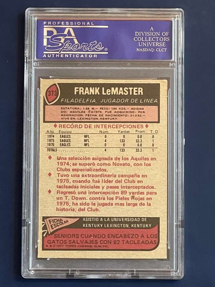1977 Topps Mexican #373 Frank LeMaster PSA 7 Philadelphia Eagles Short ...