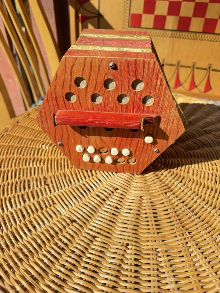Antique Wooden Concertina 21-Button Squeeze Box Ornate Scroll Design | eBay