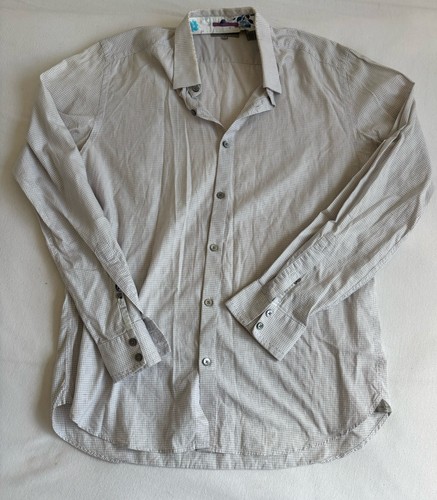 Ted Baker Mens Button Down Long Sleeve Shirt Size 4 Gray Textured Check ...