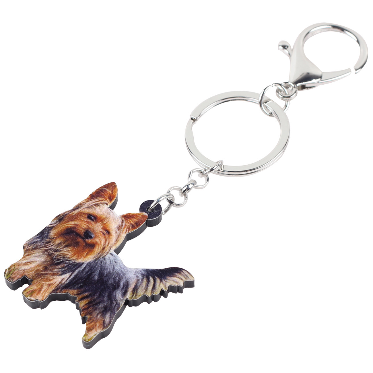Acrylic Yorkshire Terrier Dog Car KeyChain Purse Bag Jewelry For Women ...