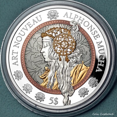 2016 - ART NOUVEAU - 2oz .999 silver proof coin Alphonse Mucha | eBay ...
