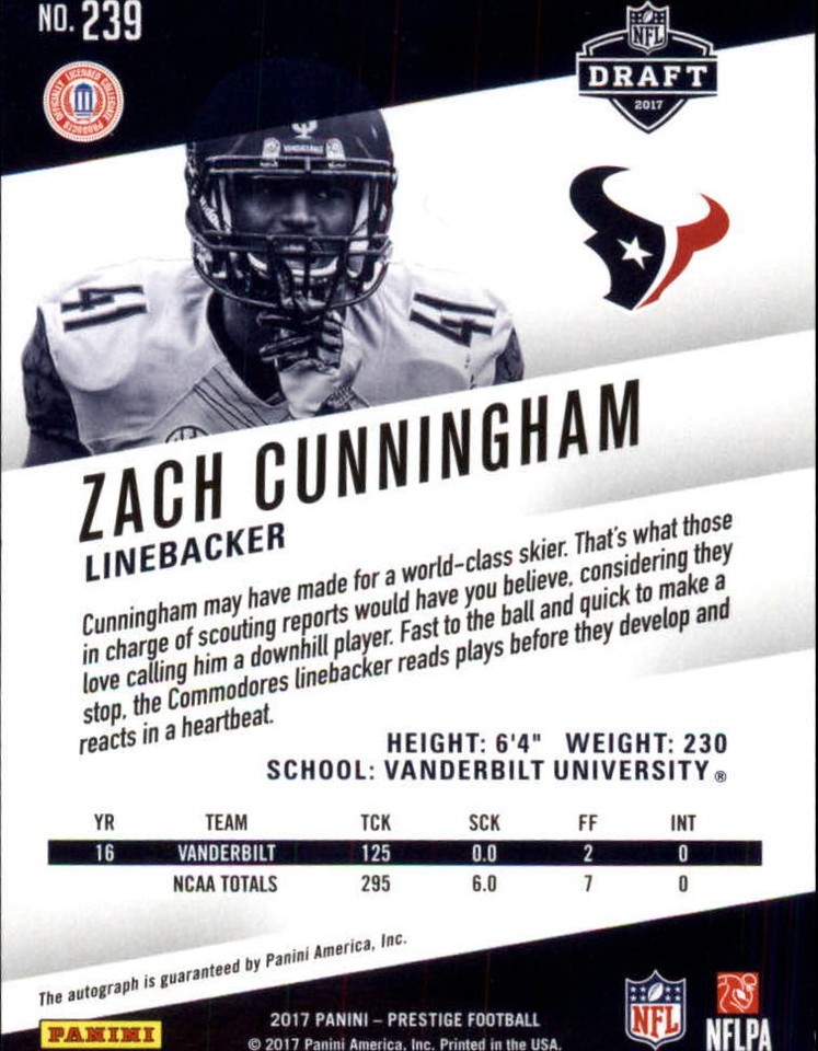 2017 Prestige Rookie Autographs #239 Zach Cunningham Auto - NM-MT | eBay