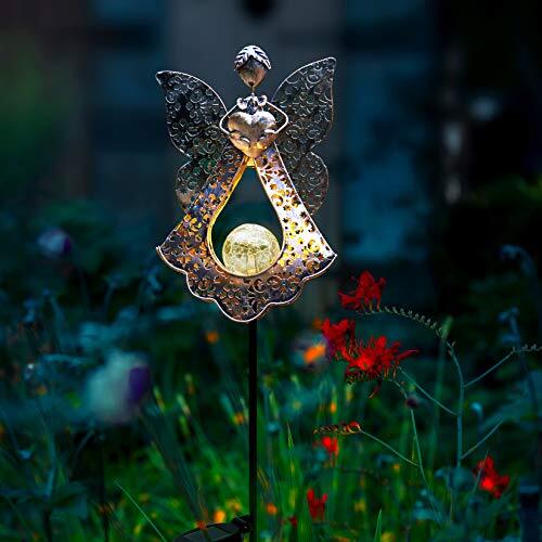 Solar Garden Stake Lights Metal Angel Solar Warm White Leds Stake Light ...