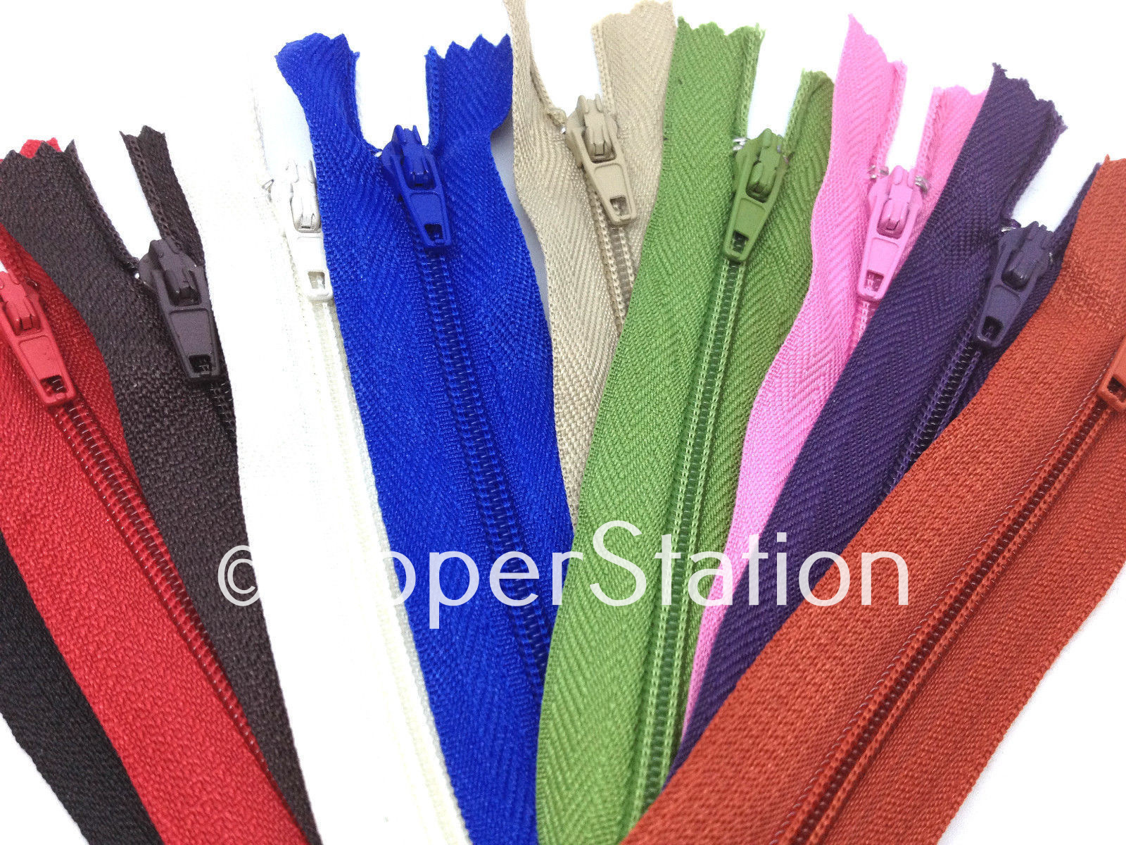 25 Assorted Nylon Closed End Zips - For Dress Upholstery Craft & Zip ...