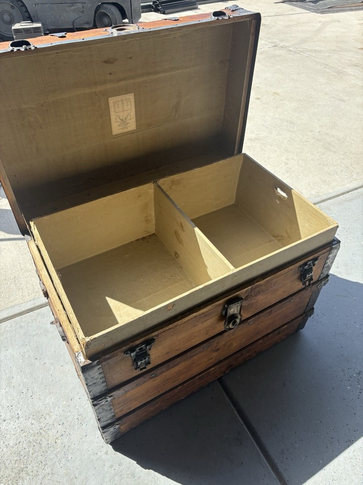 Antique Trunk In Great Condition With Insert. | eBay