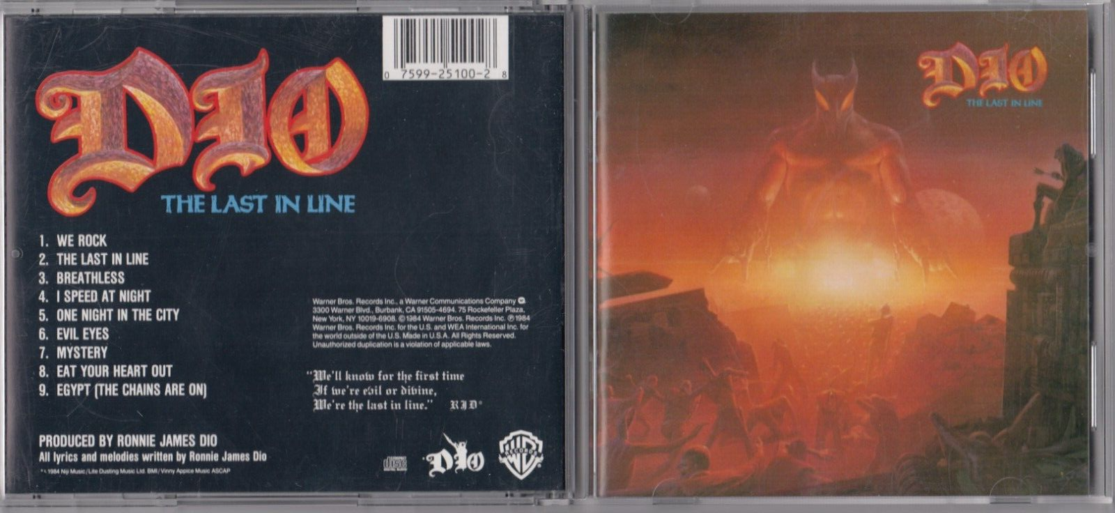 Dio - Last in Line (CD, 1990) WARNER 925100-2 75992510028 | eBay