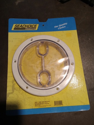 DECK PLATE TWIST LOCK SEACHOICE WHITE W/CLEAR INSERT 39401 7-7/8-OD ...