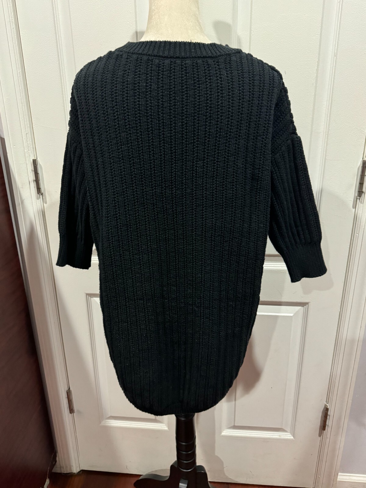 K Jordan Chunky Knit Sweater Black, Size M Fits Oversized 3/4 Sleeve ...