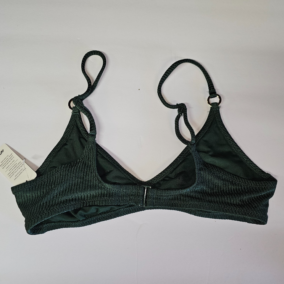 Aerie Swim Beach Babe Shine Rib Voop Bikini Top XX-SMALL Sycamore Green ...