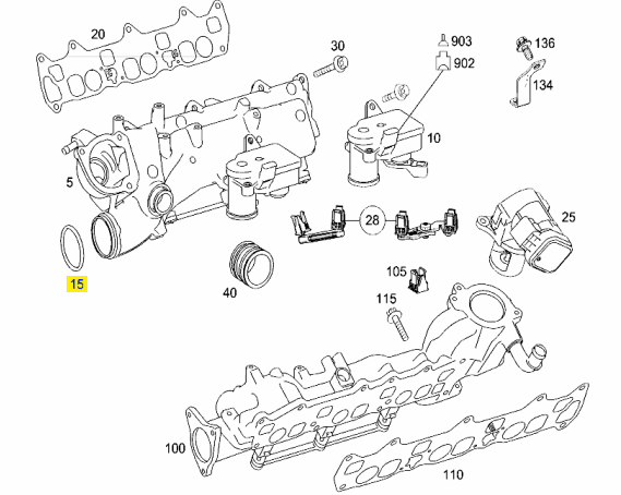 Mercedes OM642 Engine Right Side Inlet Manifold O Ring Seal EXACT ...