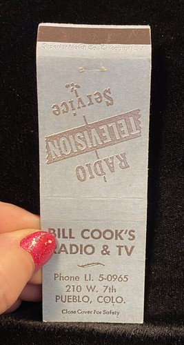 Matchbook Cover Bill Cook’s Radio & TV Pueblo Colorado | eBay