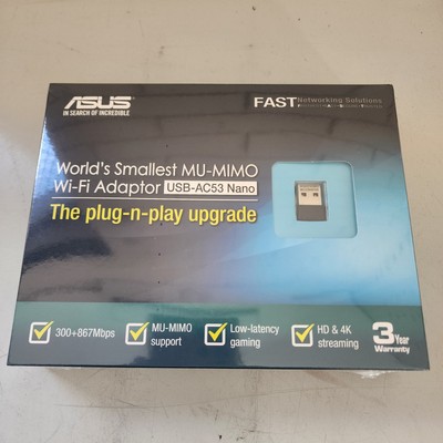 ASUS USB-AC53 Nano, AC1200 Dual-Band USB Wi-Fi MU-MIMO Adapter, Black ...