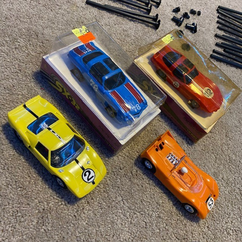 Vintage 60s Strombecker 1/32 Slot Car Road Race Set 4 Cars 50+ Piece ...