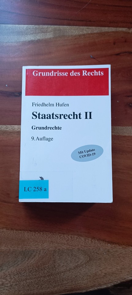 Friedhelm Hufen - Staatsrecht 2 - Grundrechte - 9.Auflage | eBay.de