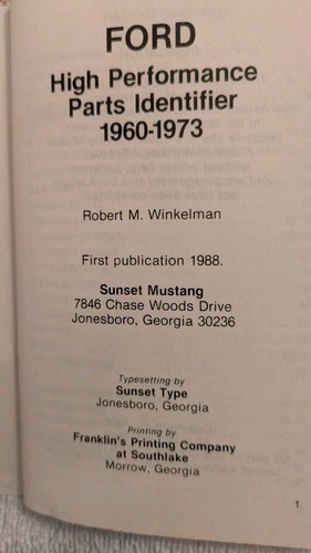 Winkelman, FORD HIGH PERFORMANCE PARTS IDENTIFIER 1960-1973, PB, 1988 ...