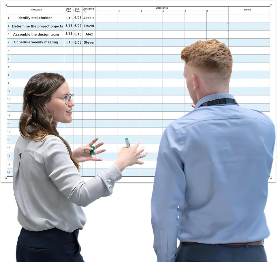 Large Dry Erase Project Planner for Tracking Milestones, 24x36 Inch ...