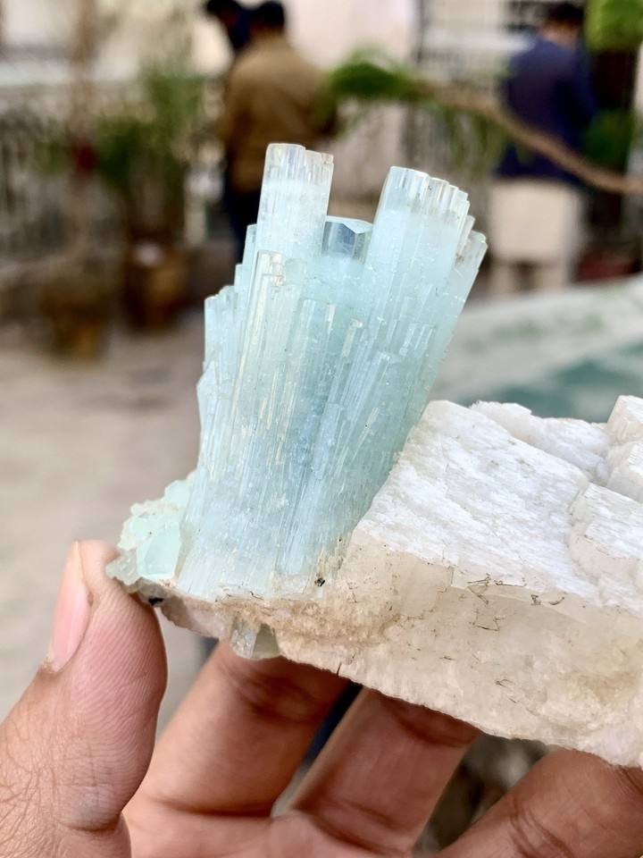 Top Grade Bunch Of Aquamarine Sky Blue Crystals On Matrix From Skardu ...