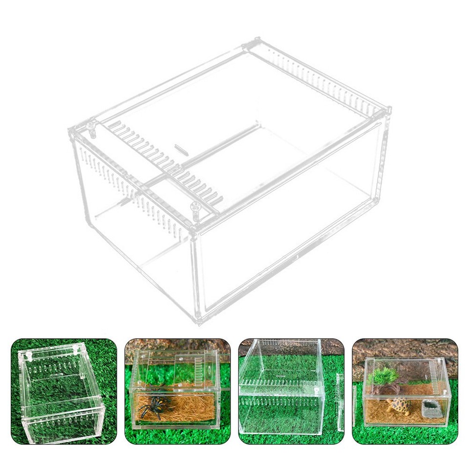 2 pcs Reptile Breeding Container Reptile Raising Box Feeding Box ...