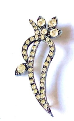 AJC Rhinestone Pin Signed Vintage Silver Tone Clear Crystals | eBay