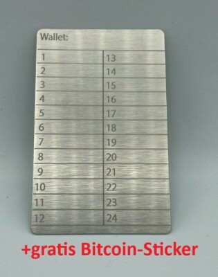 Crypto Seedword | Seed Phrase | Bitcoin Wallet Recovery | Edelstahl ...