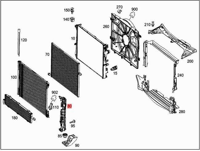A0995042218 MERCEDES C Class W205 Radiator Right Support Bracket for ...