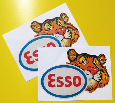 ESSO TIGER Classic Car 'WORN RETRO EFFECT' stickers decals Mini cooper ...