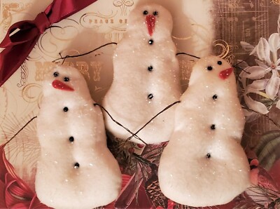 Primitive Country Snowmen Bowl Fillers - rustic Winter decor Snow. Felt ...