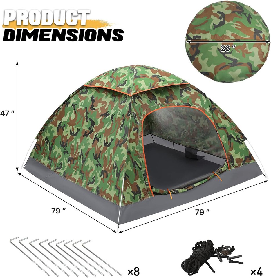 Outdoor Camouflage Tents 3-4 Person Waterproof Shelter Hiking Camping ...