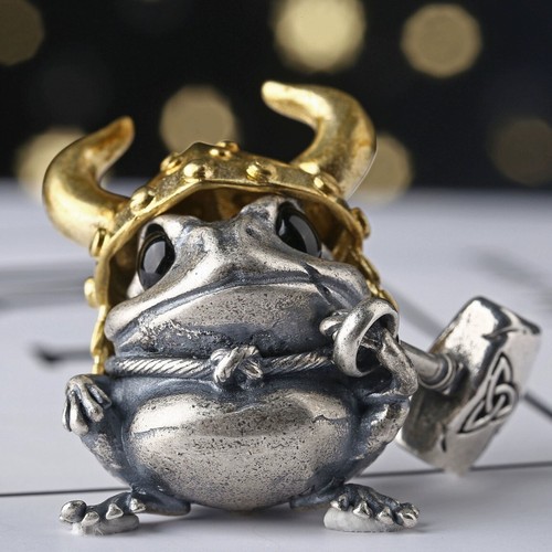 New 925 Sterling Silver Vintage Viking Frog Pendant W/ Necklace for Men ...