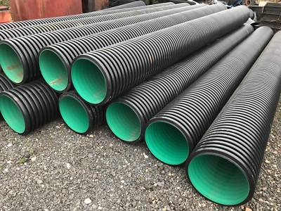 450mm Twin Wall plastic Drainage Pipe 6m duct twinwall water culvert ...