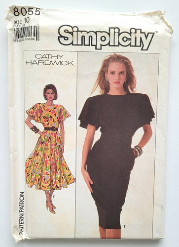 80s Simplicity Sewing Pattern 8055 Misses Dress Cape Flutter Bodice ...