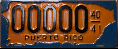 Puerto Rico License Plate Sample 1940 1941 | eBay