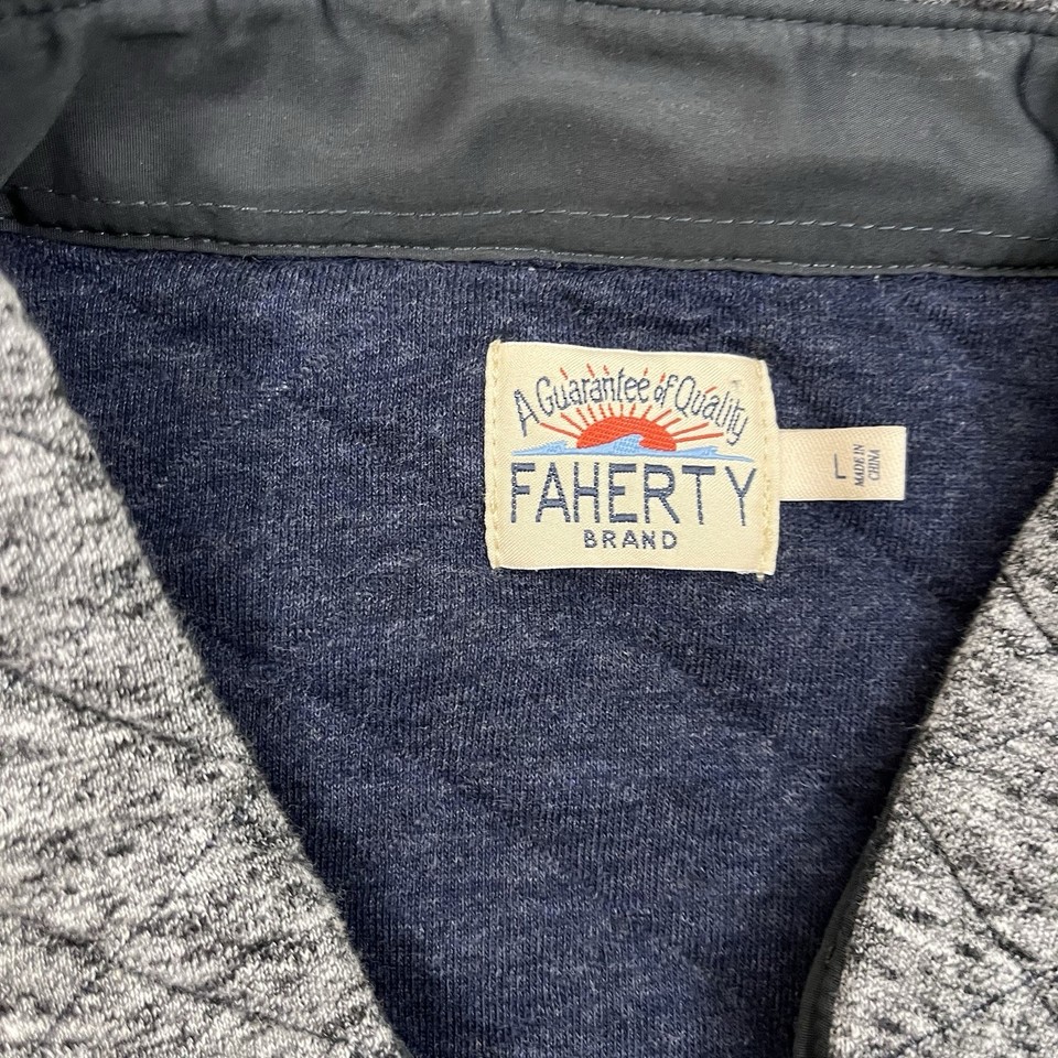 Faherty Epic Quilted Fleece Shirt Jacket Mens Large Gray Melange CPO ...