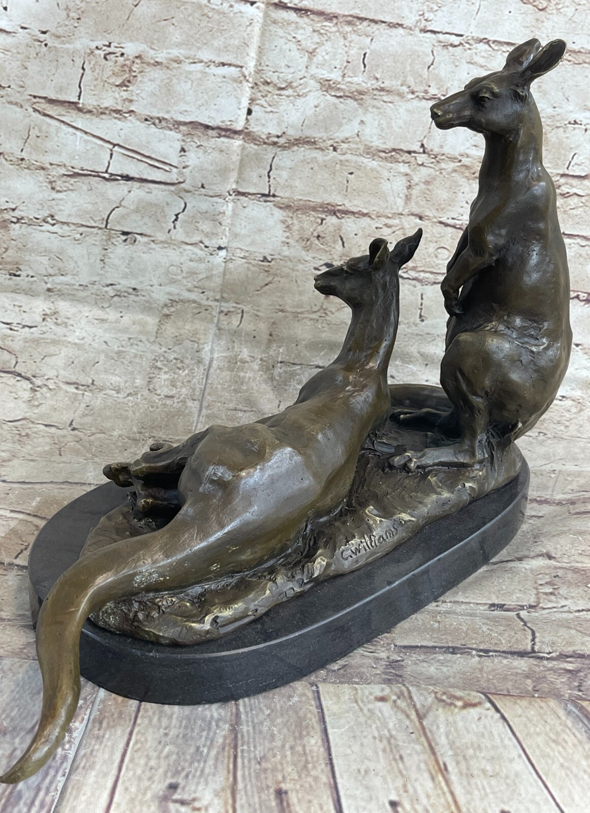 Kangaroo Wallaby Australia Mother Joey Bronze Marble Statue Australian ...