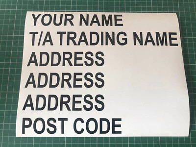 COACH BUS MINIBUS LEGAL ADDRESS 25MM PSV PCV TAXI HGV LETTERING VINYL ...