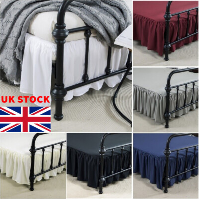 Dust Ruffle Brushed Microfiber Ruffled Platform Bed Skirt Valance Split ...