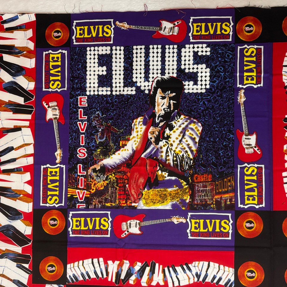 Elvis Pillow Panel Cotton Fabric By the Yard Craft Material Vintage ...